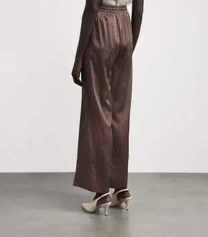 LAURA PITHARAS Silk Printed Drawstring Trousers - Brown