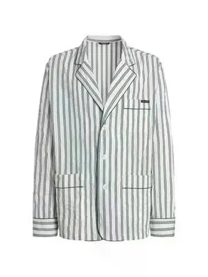 Dolce & Gabbana Crinkled Striped Poplin Vanity Robe - White