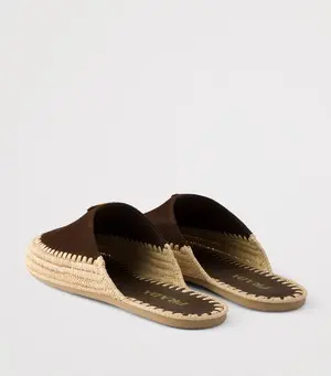 Prada Suede Triangle Mules - Brown