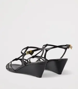 Prada Patent Leather Wedge Sandals - Black