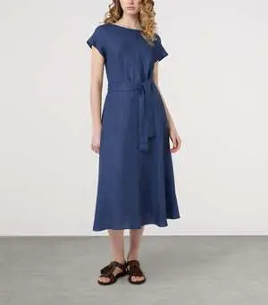 Max Mara Linen Belted Midi Dress