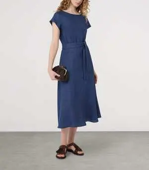 Max Mara Linen Belted Midi Dress
