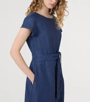 Max Mara Linen Belted Midi Dress