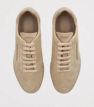 Zegna Suede Lace-up Sneakers - Beige