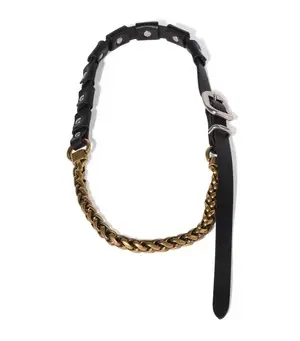 Miu Miu Leather Studded Necklace - Black