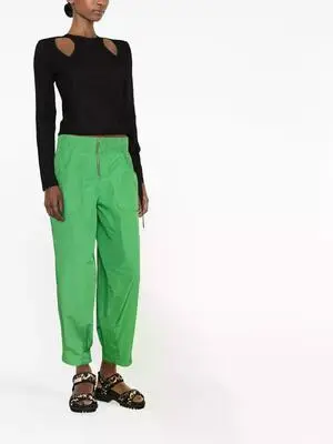 GANNI Ribbed Jersey Wrap Blouse