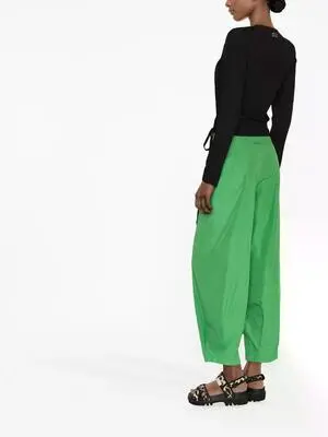 GANNI Ribbed Jersey Wrap Blouse