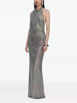 SELF-PORTRAIT Embellished Cowl-neck Maxi Dress