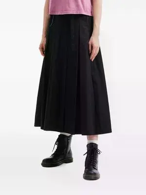 Izzue Pleated A-line Midi Skirt With Straps