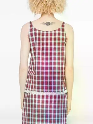N°21 Check-pattern Lace-trim Blouse