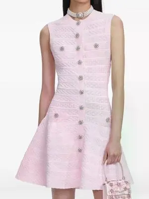 SELF-PORTRAIT Pointelle-knit Mini Dress - Pink