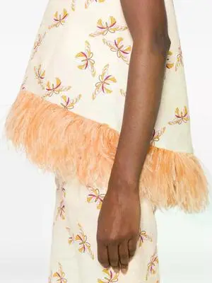 La DoubleJ La Scala Floral-print Fringed Top - Neutrals