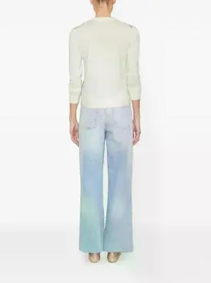 Tory Burch Printed Silk Twill And Merino Wool Cardigan