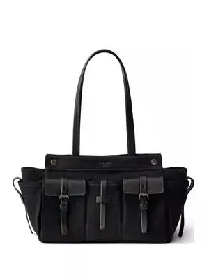 Prada Route Large Canvas And Leather Tote Bag - Black