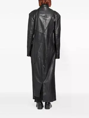 YEHUAFAN Double-breasted Lambskin Leather Coat