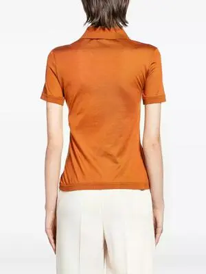 Max Mara Short-sleeve Silk Polo Shirt - Orange
