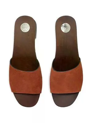 Tory Burch Suede Platform Clogs With Silver Stud Detailing - Orange