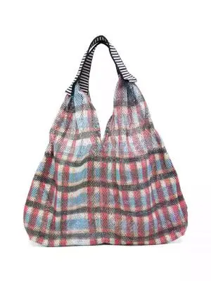 ÉPICE Striped-handle Check Shoulder Bag
