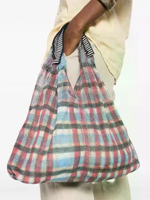 ÉPICE Striped-handle Check Shoulder Bag