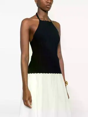 Jacquemus The Tablier Scalloped Halter Top - Black