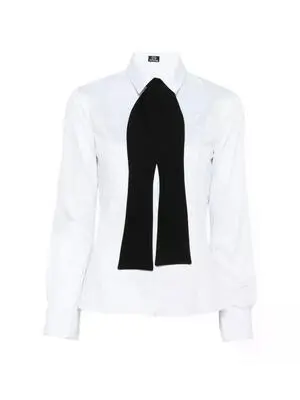 CATALINA Crystal-cuff Scarf Shirt - White