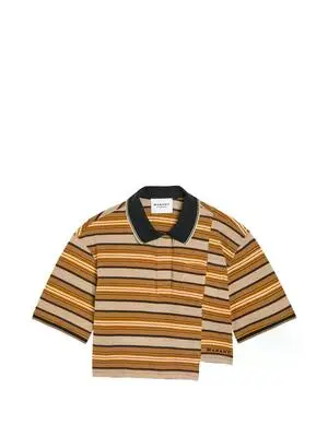 MARANT ETOILE Isalyne Striped Polo Top - Neutrals