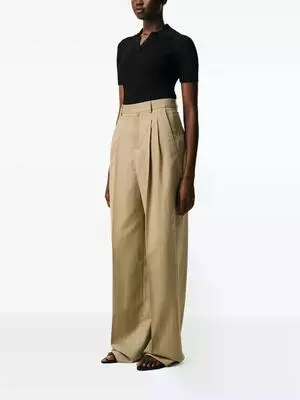 AMI Paris Striped Wool High Waist Wide Leg Trousers