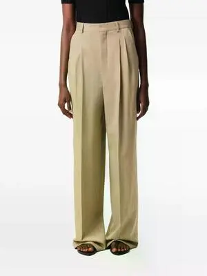 AMI Paris Striped Wool High Waist Wide Leg Trousers
