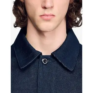 Sandro Collared Denim Worker Jacket - Navy Blue