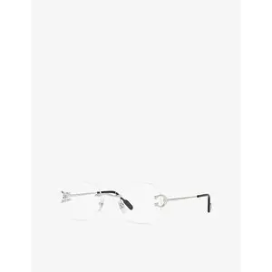 Cartier Ct0416o Rectangle-frame Metal Optical Glasses - Silver