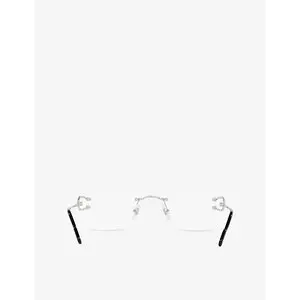 Cartier Ct0416o Rectangle-frame Metal Optical Glasses - Silver