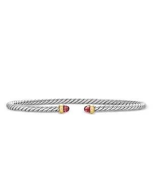 David Yurman David Yurman Micro Cable Flex Bracelet With Rhodolite Garnet Red/silver