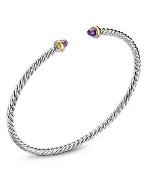 David Yurman Micro Cable Flex Bracelet With Amethyst - Amethyst/silver