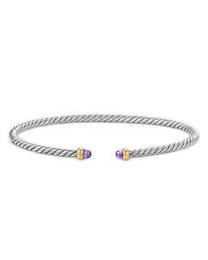 David Yurman Micro Cable Flex Bracelet With Amethyst - Amethyst/silver
