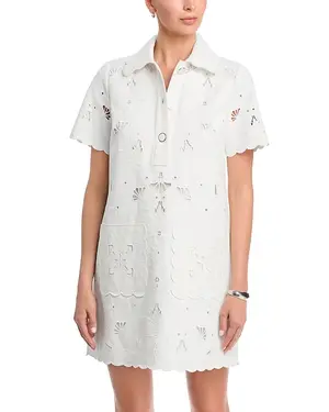 Elie Tahari Marianna Embroidered Dress - Sky White | Editorialist