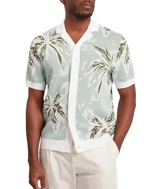 Ted Baker London Knitted Leaf Camp Shirt - Light Green