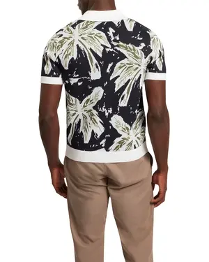 Ted Baker London Kyes Knitted Leaf Camp Shirt - Navy