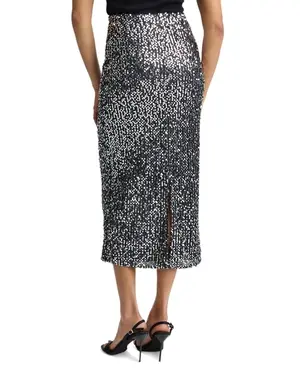 St. John Paillette Pencil Skirt - Black/silver