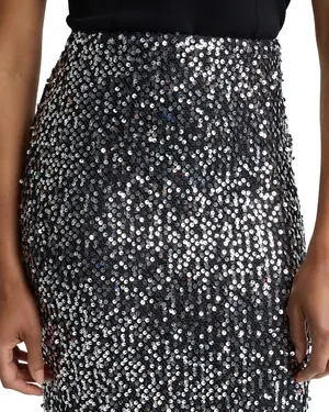St. John Paillette Pencil Skirt - Black/silver