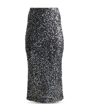 St. John Paillette Pencil Skirt - Black/silver