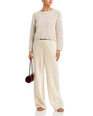 Aqua Pointelle Crewneck Sweater Exclusive