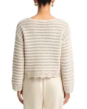Aqua Pointelle Crewneck Sweater Exclusive
