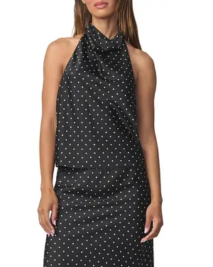 Joe's Jeans The Ines Draped Halter Dress - Black Polka