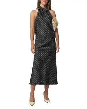 Joe's Jeans The Ines Draped Halter Dress - Black Polka