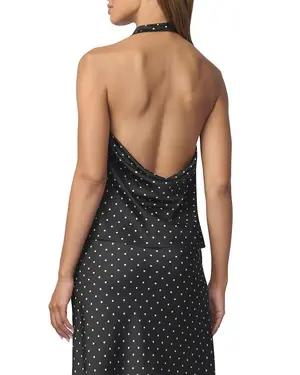 Joe's Jeans The Ines Draped Halter Dress - Black Polka