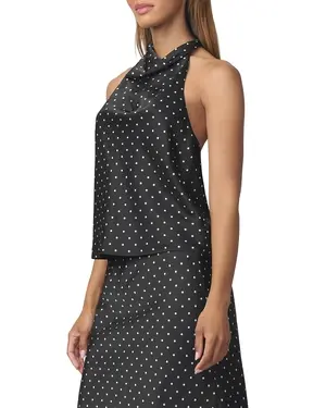 Joe's Jeans The Ines Draped Halter Dress - Black Polka