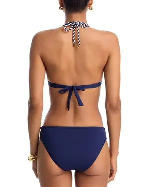 La Blanca Mariner Hipster Bikini Bottom With Floral Print And Rope Trim - Indigo