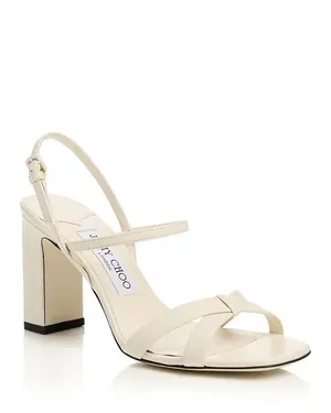 JIMMY CHOO Elsy 85 Block Heel Sandals - Latte