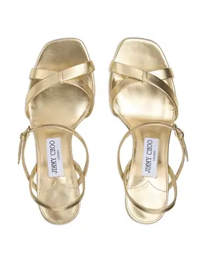 JIMMY CHOO Elsy 85 Block Heel Sandals - Gold