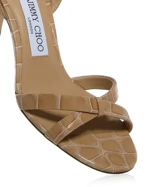 JIMMY CHOO Elsy 70 Embossed Leather Sandals - Chai